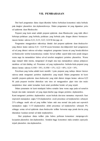 Laporan Resmi Praktikum Biologi Peristiwa Plamolisis dan Deplasmolisis | DOCX