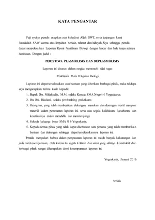 Laporan Resmi Praktikum Biologi Peristiwa Plamolisis dan Deplasmolisis | DOCX