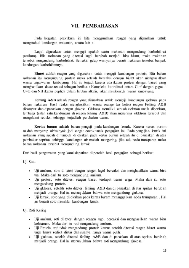 Laporan Resmi Praktikum Biologi Uji Makanan Laporan Resmi Praktikum Biologi Uji Makanan