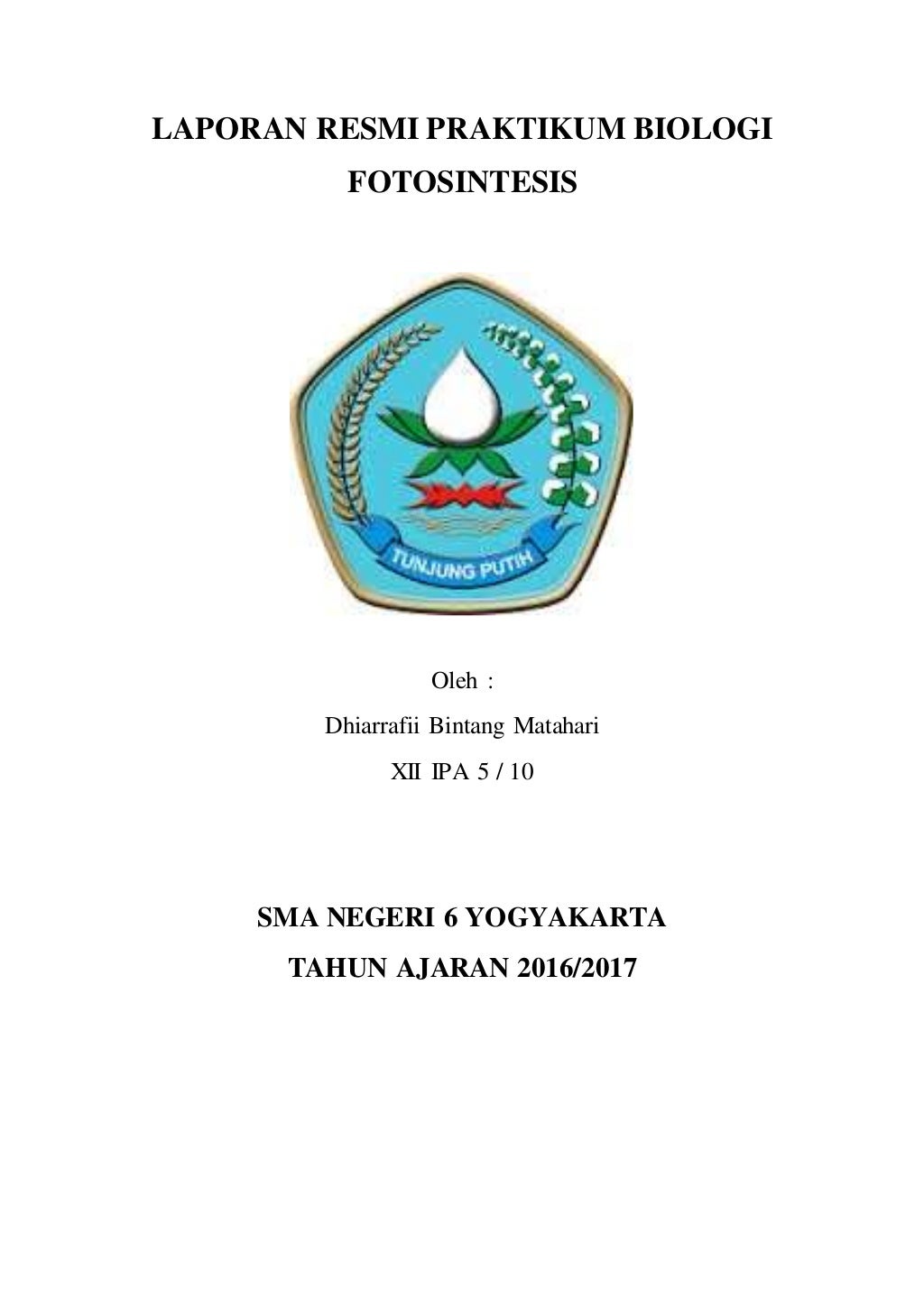 Laporan Resmi Praktikum Biologi Fotosintesis