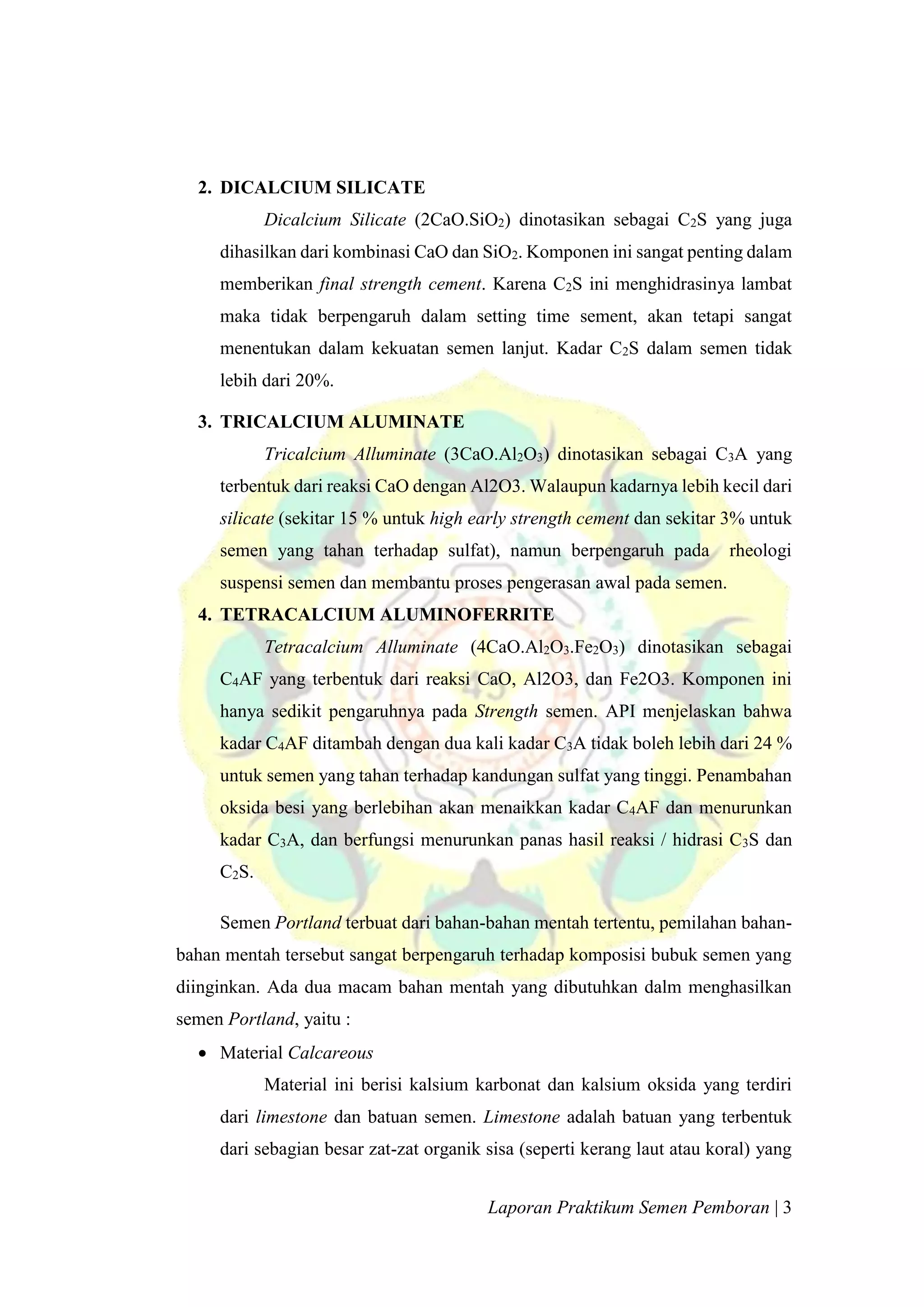 Laporan resmi semen pemboran | PDF