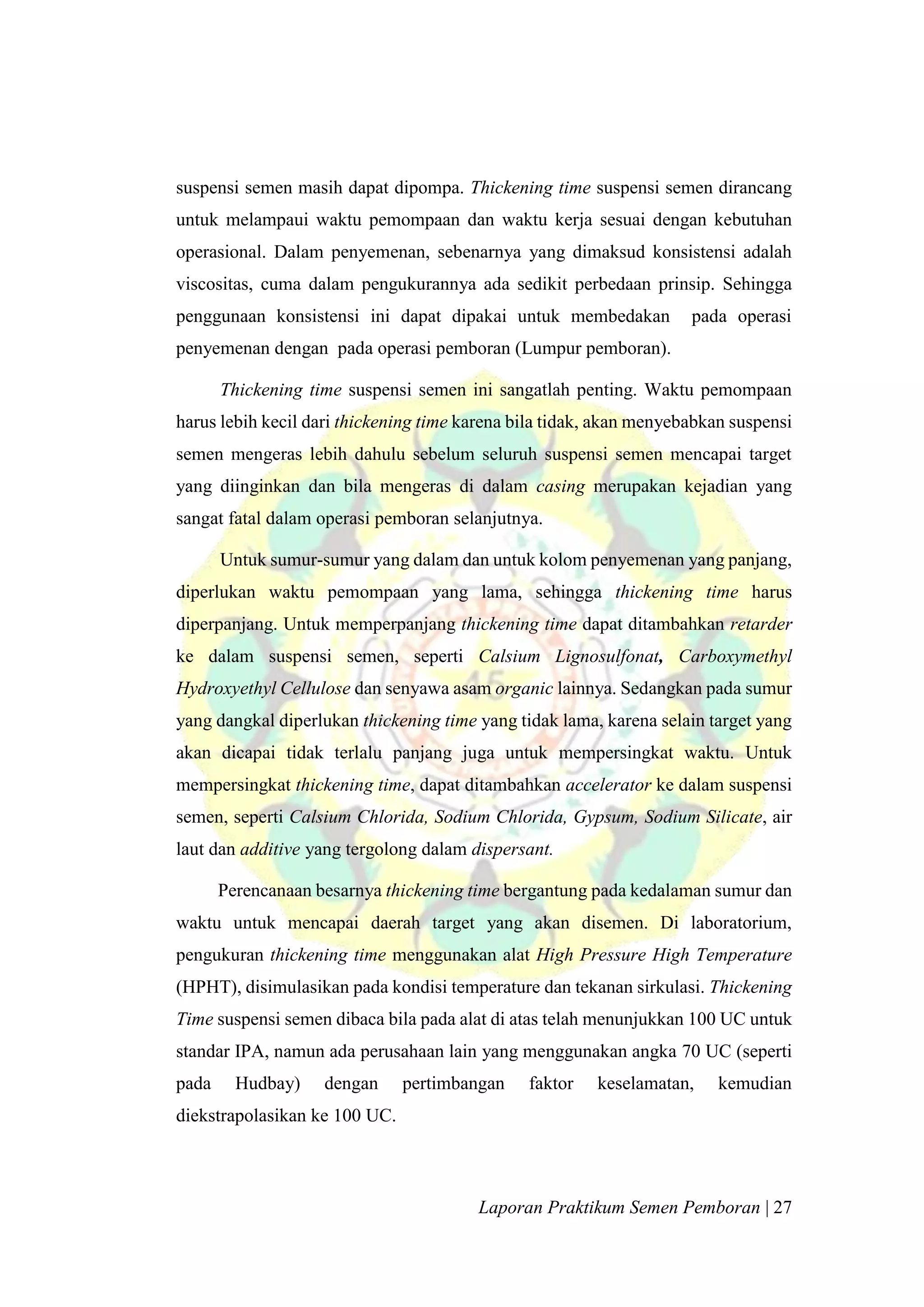 Laporan resmi semen pemboran | PDF