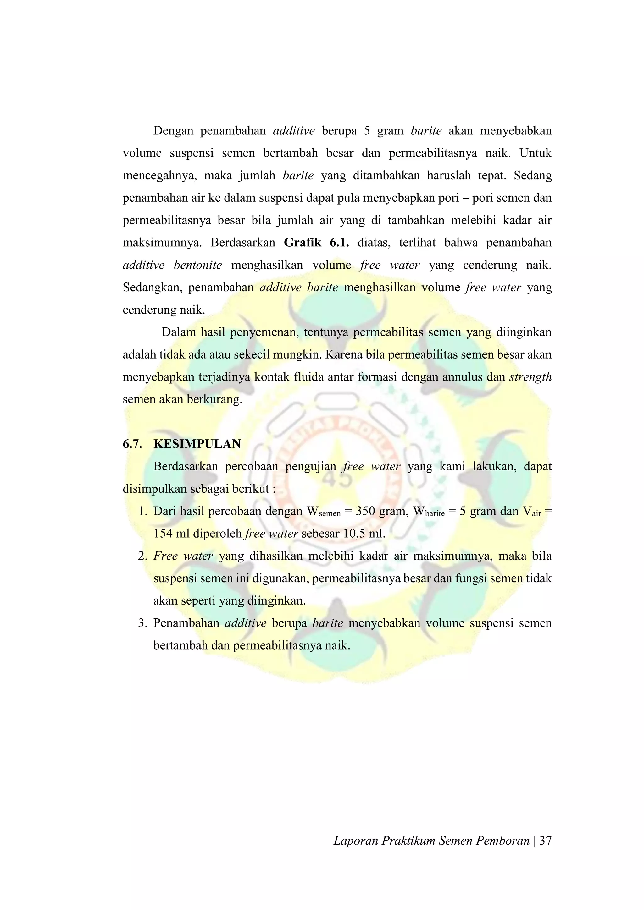 Laporan resmi semen pemboran | PDF