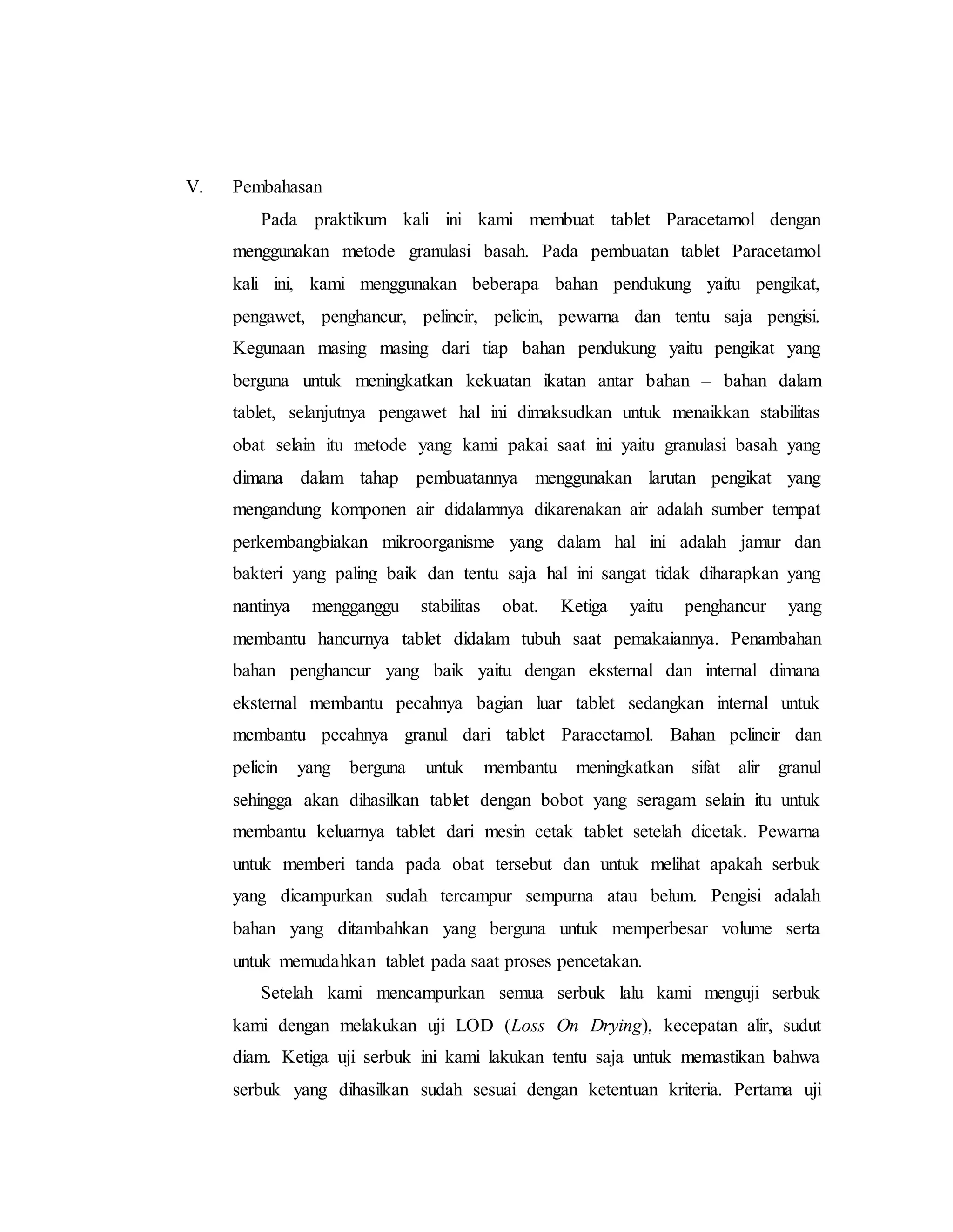 Laporan resmi tablet pct granulasi basah | DOCX