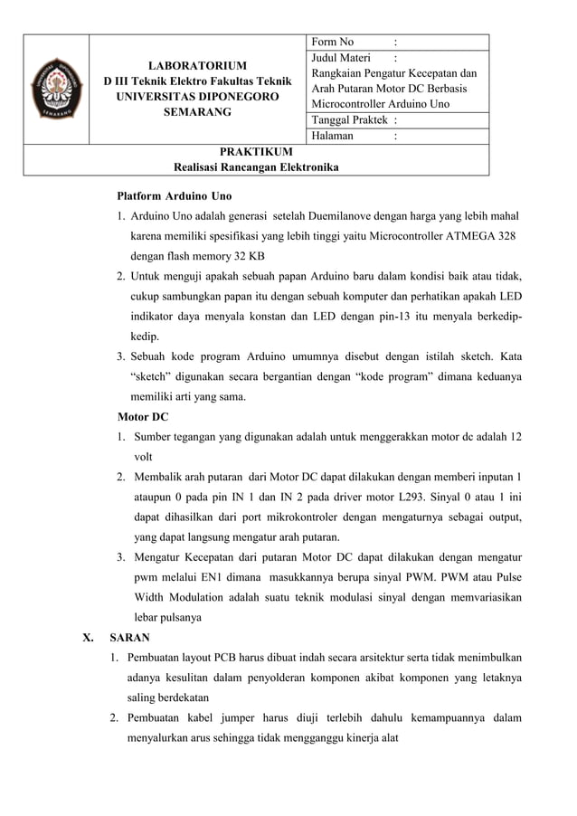 Rangkaian Pengatur Kecepatan dan Arah Putaran Motor DC Berbasis Adruino ...