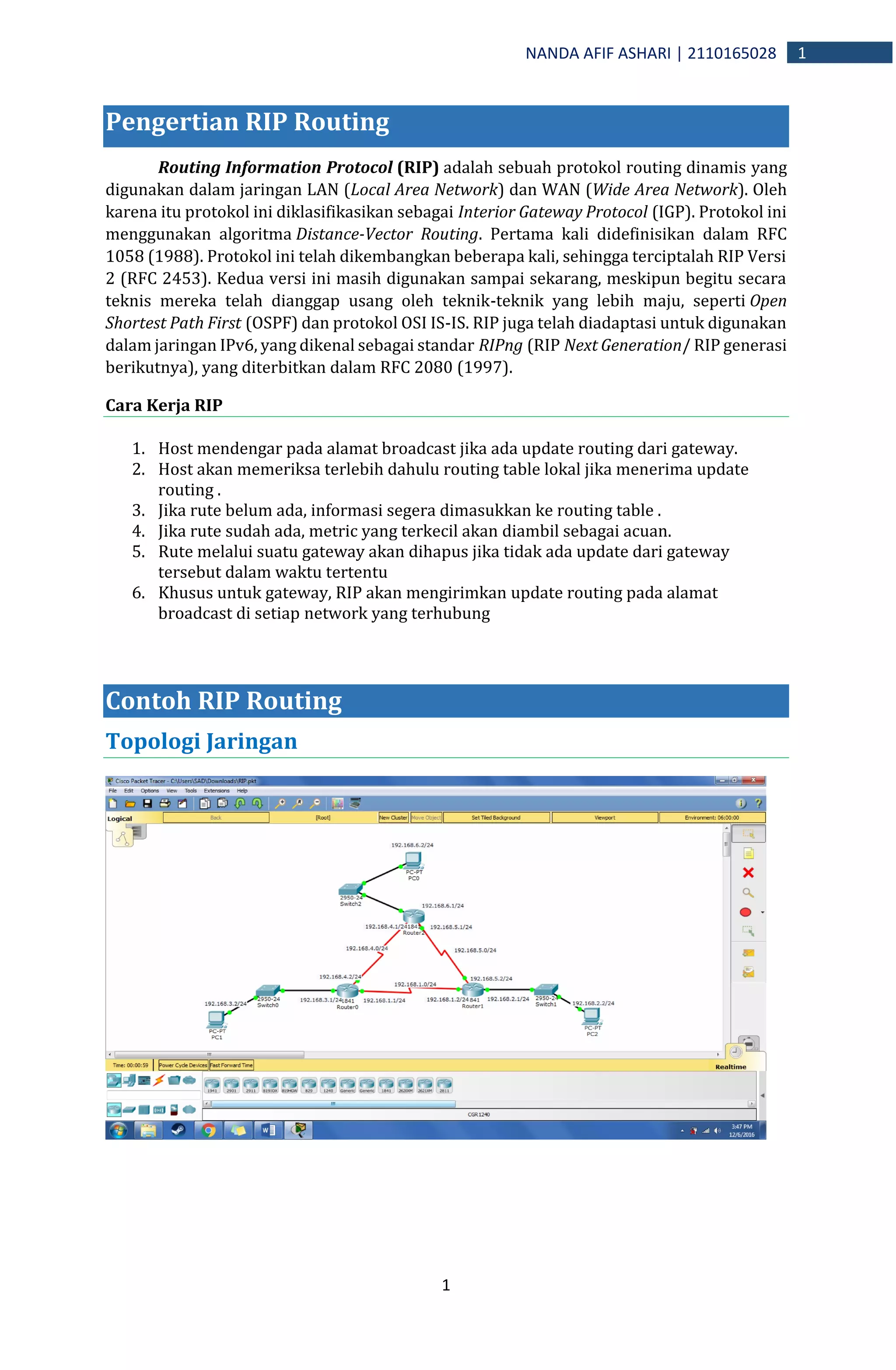 Laporan rip routing 2110165028 | PDF