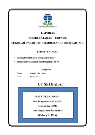 Laporan rpp kelas v | DOCX