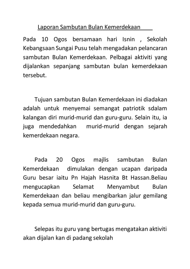 Laporan sambutan bulan kemerdekaan | DOCX