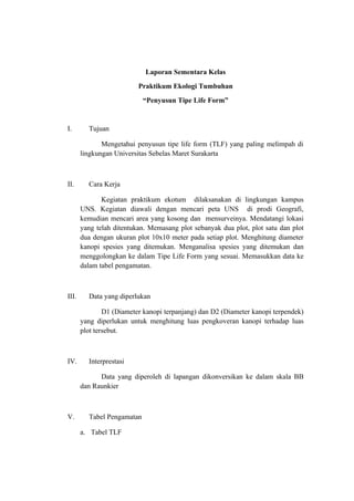 Laporan sementara ekotum kelas jadi | DOC