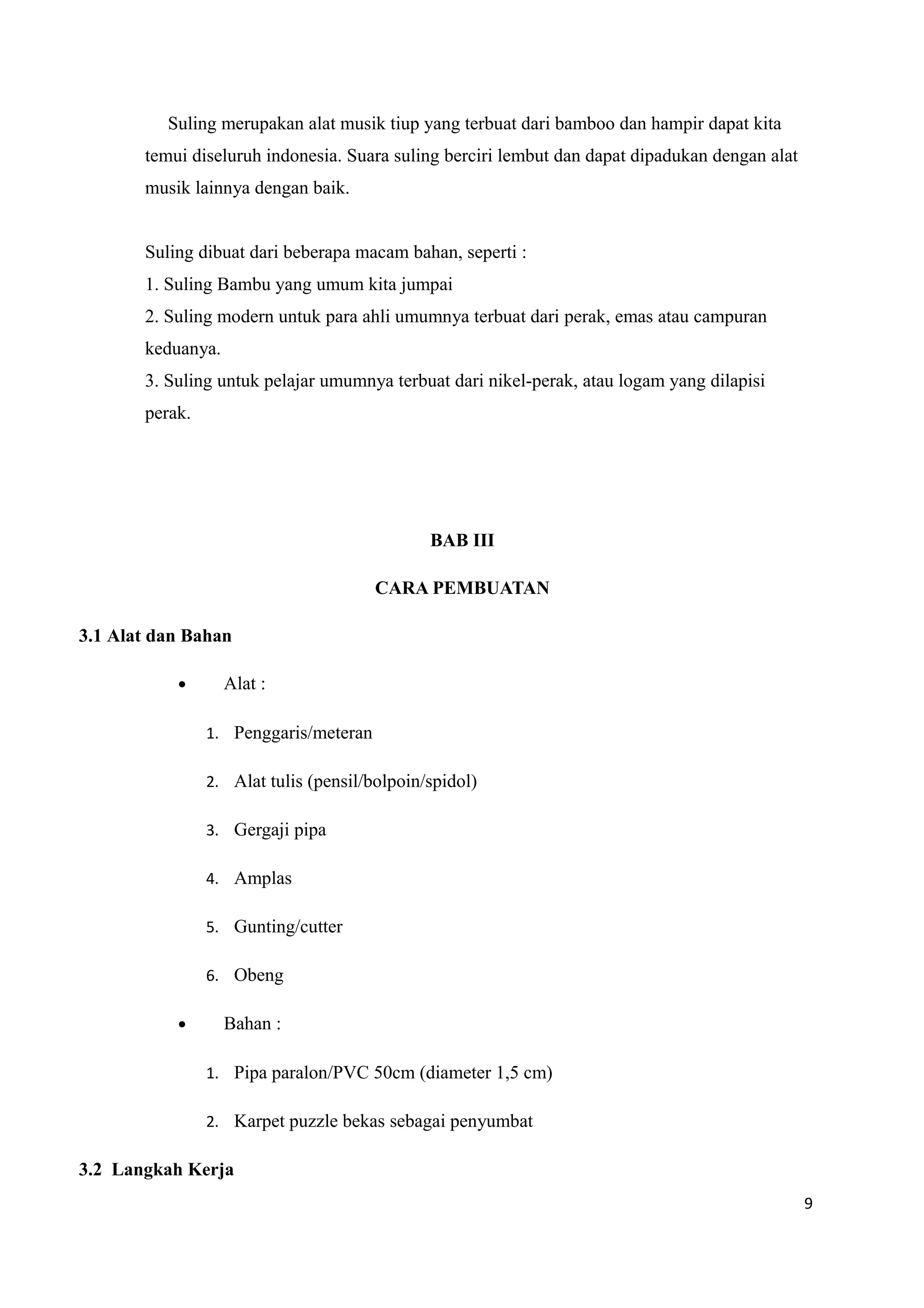 Laporan Proses Pembuatan Recorder Prinsip Pipa Organa Terbuka | DOC