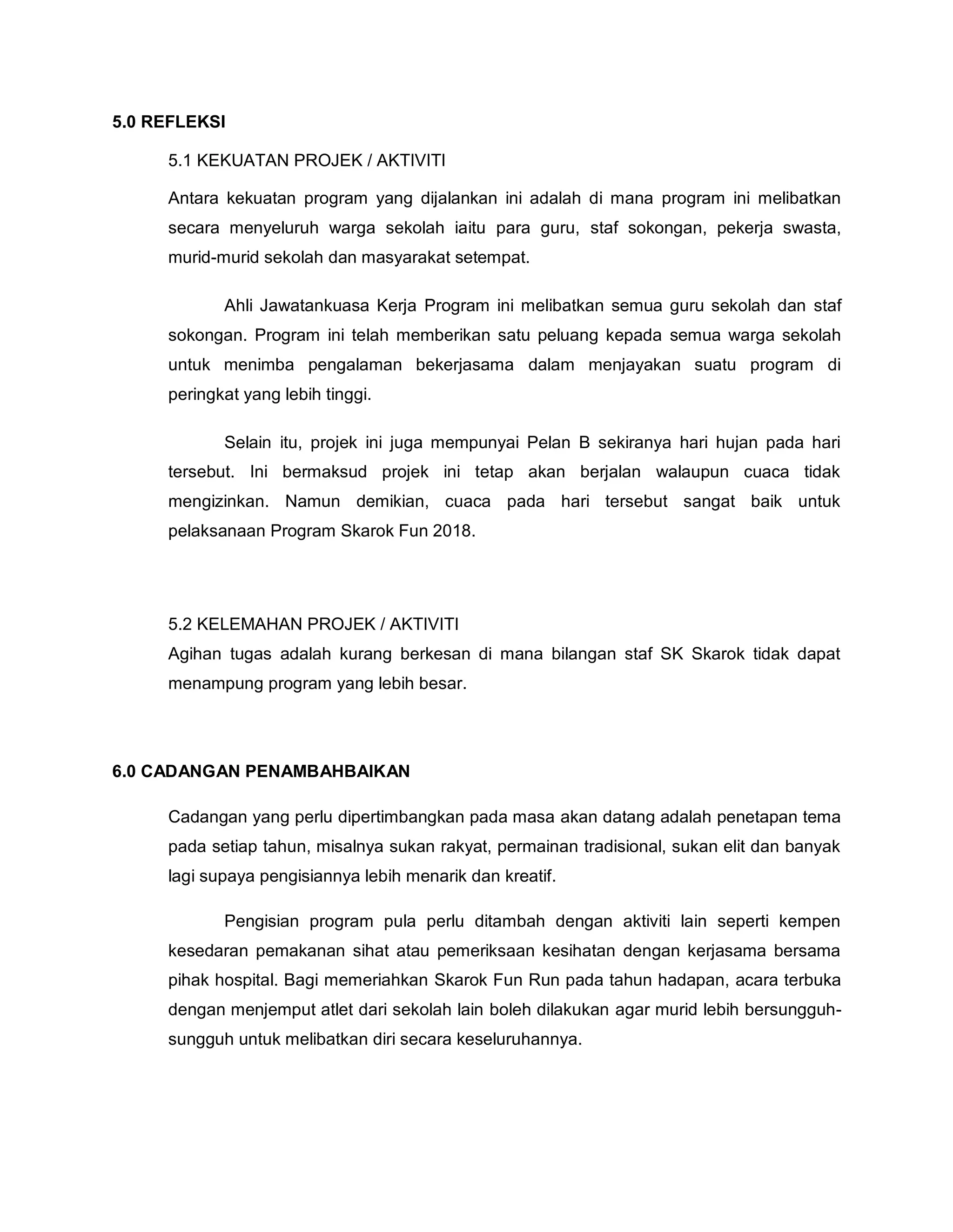 Laporan Program Skarok Fun Run 2018 | PDF