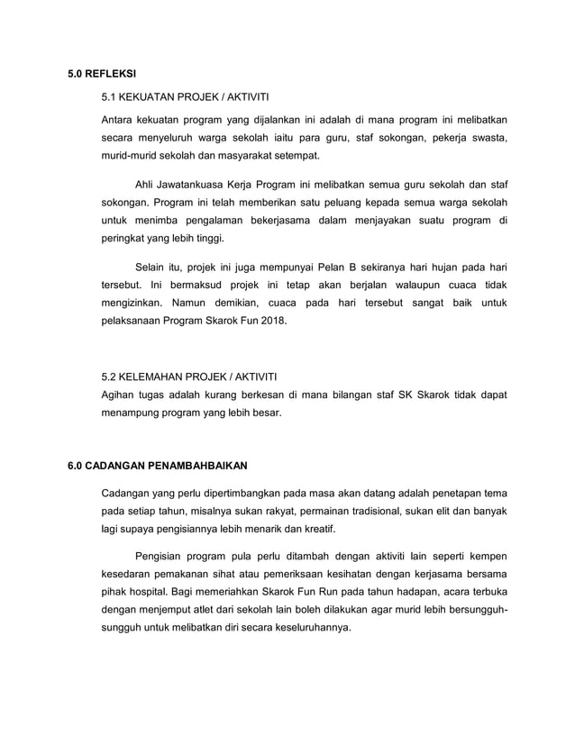 Laporan Program Skarok Fun Run 2018 | PDF