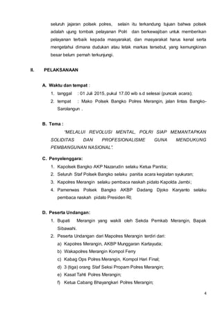 Laporan syukuran hut bhayangkara ke.69;AKBP DADANG DJOKO KARYANTO | DOCX