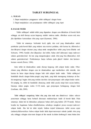 Laporan tablet sublingual | DOCX