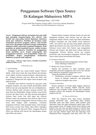 Laporan tahap 1 penggunaan software open source di kalangan mahasiswa ...