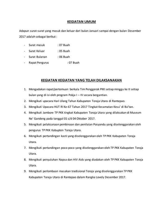 Laporan tahunan pkk | DOCX