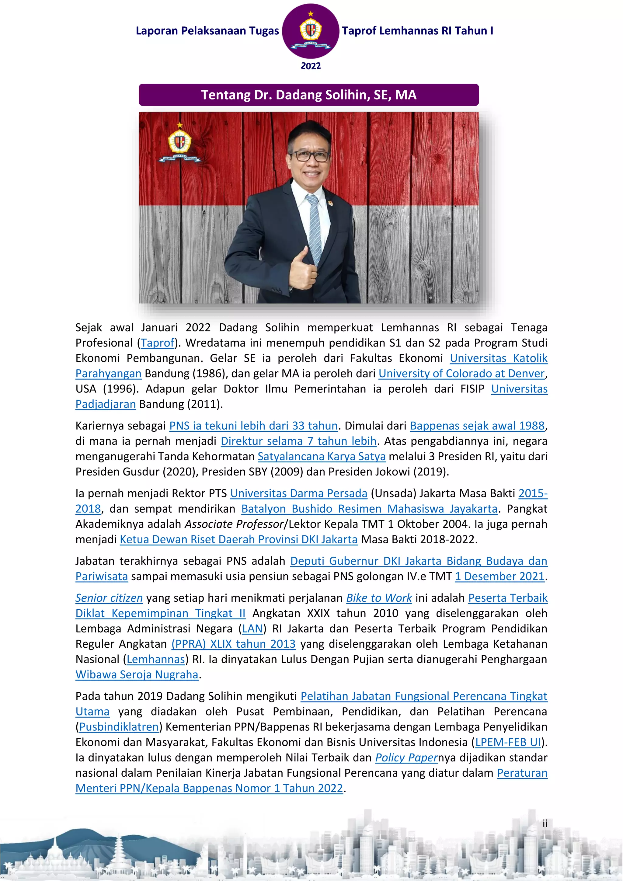 Laporan Pelaksanaan Tugas Taprof Lemhannas RI Tahun I - 2022 | PDF