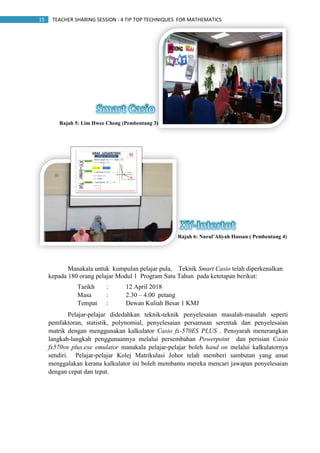Laporan teacher sharing 4 tip top techniques for mathematics | PDF