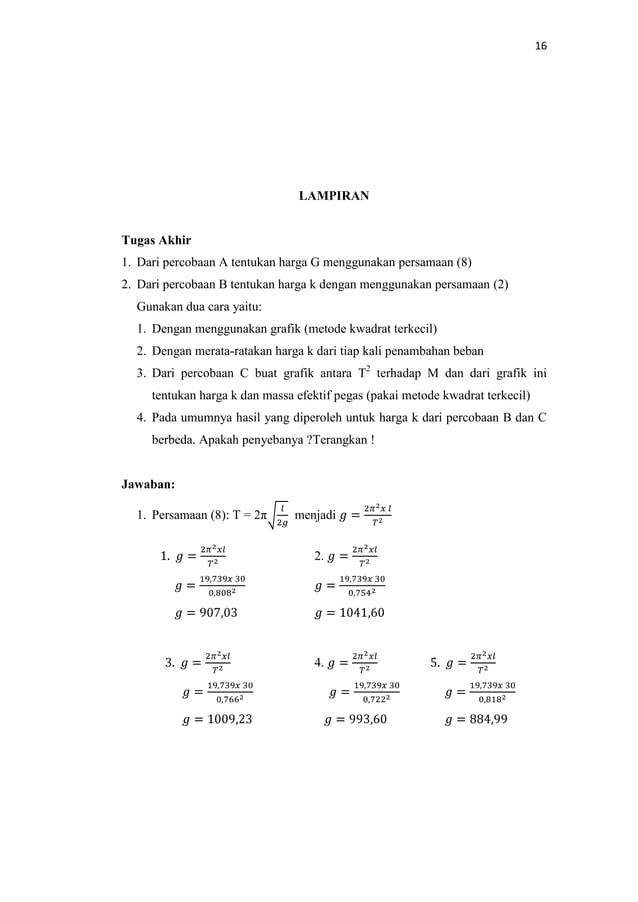 LAPORAN PRAKTIKUM FISIKA : Tetapan Pegas | DOCX