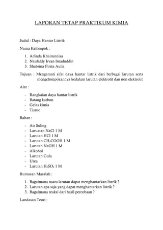 Laporan tetap praktikum kimia | DOCX
