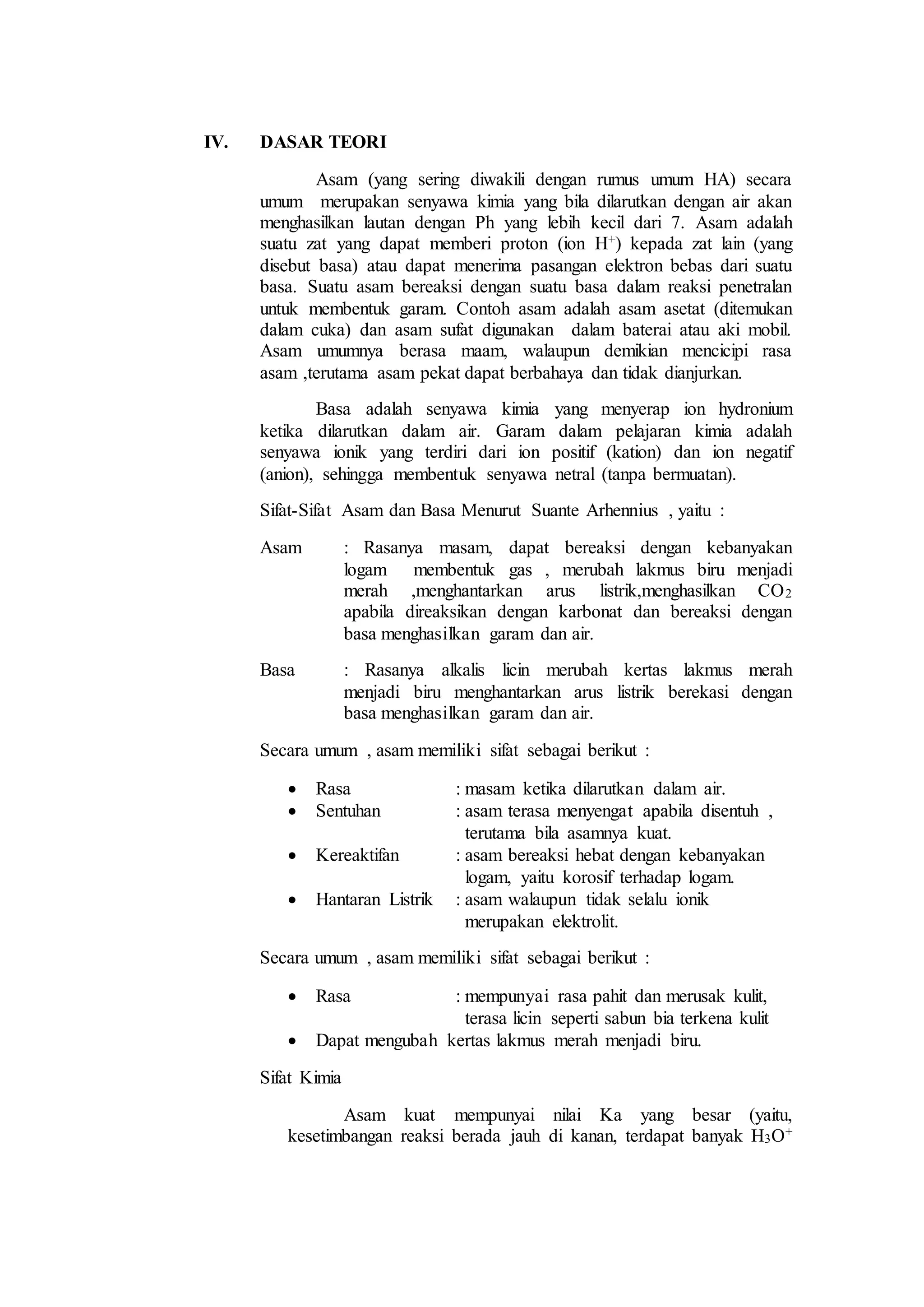 Laporan tetap sifat asam dan basa senyawa organik | PDF