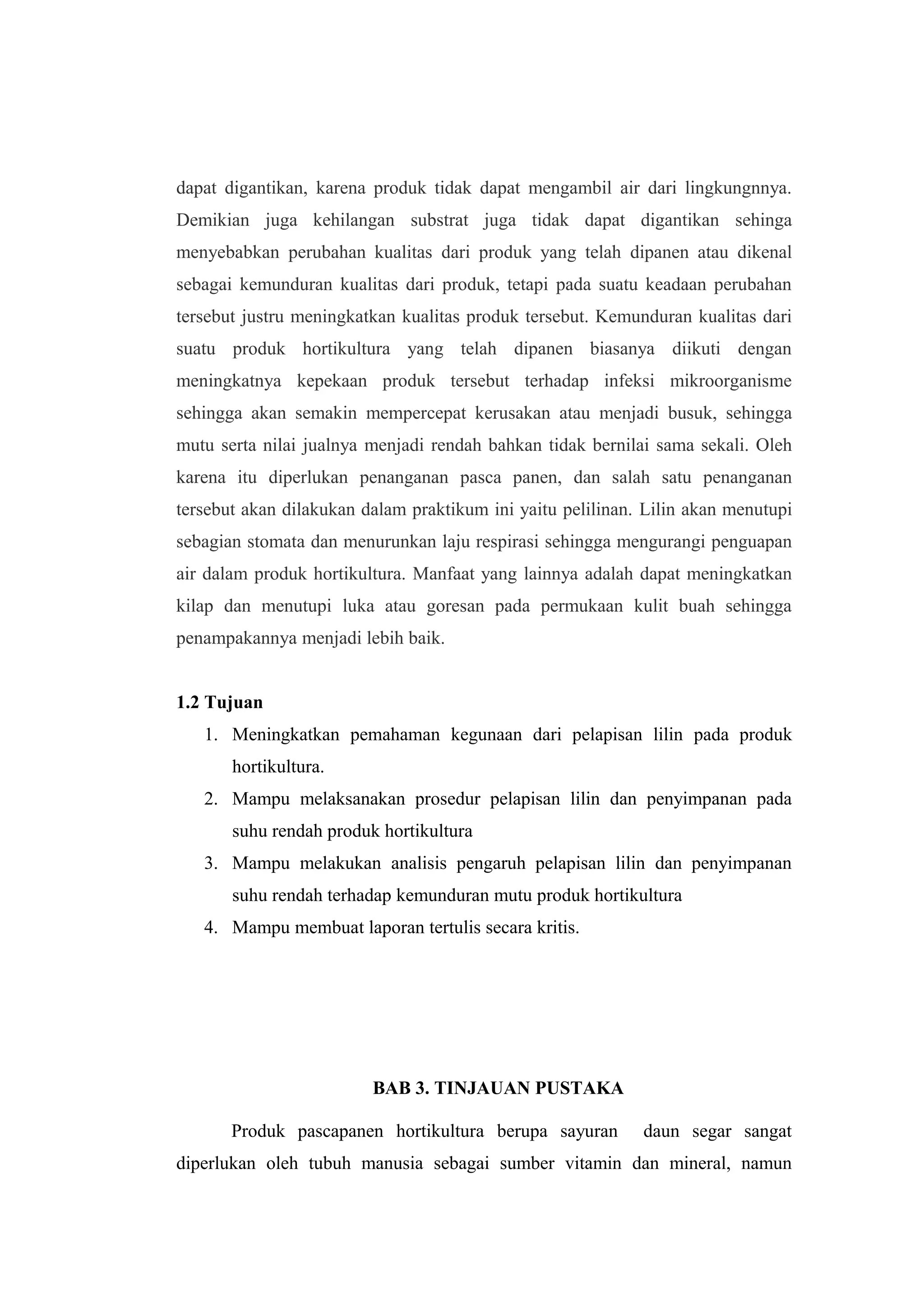 PELAPISAN LILIN DAN PENYIMPANAN PADA SUHU RENDAH PRODUK HORTIKULTURA | DOC