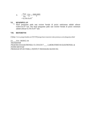 Laporan transistor common emitor | PDF