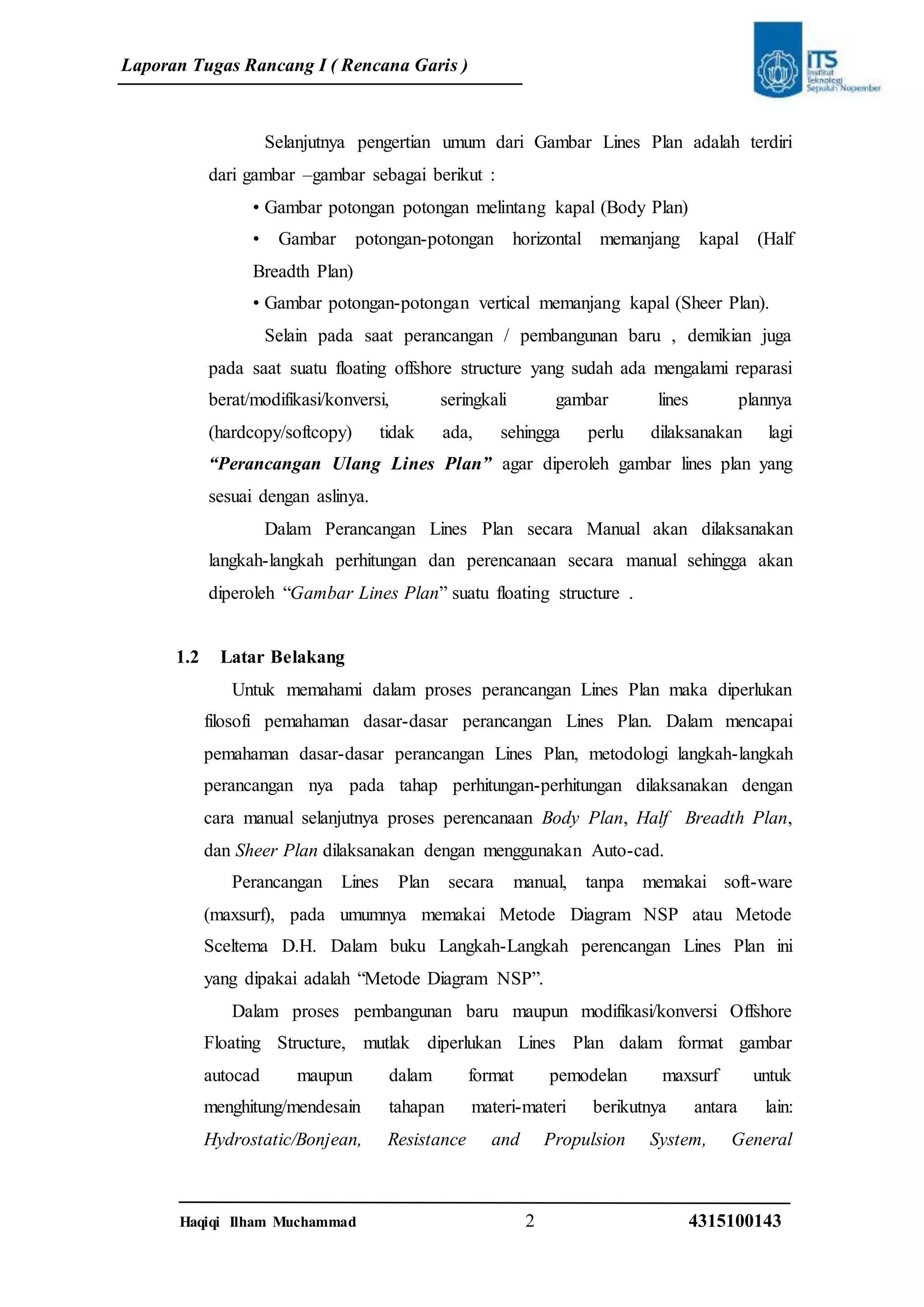 Rencana Garis (Lines Plan) - Cara Membuat Kapal Tanker | DOCX