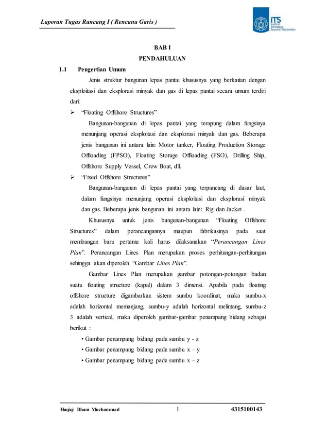 Rencana Garis (Lines Plan) - Cara Membuat Kapal Tanker | DOCX