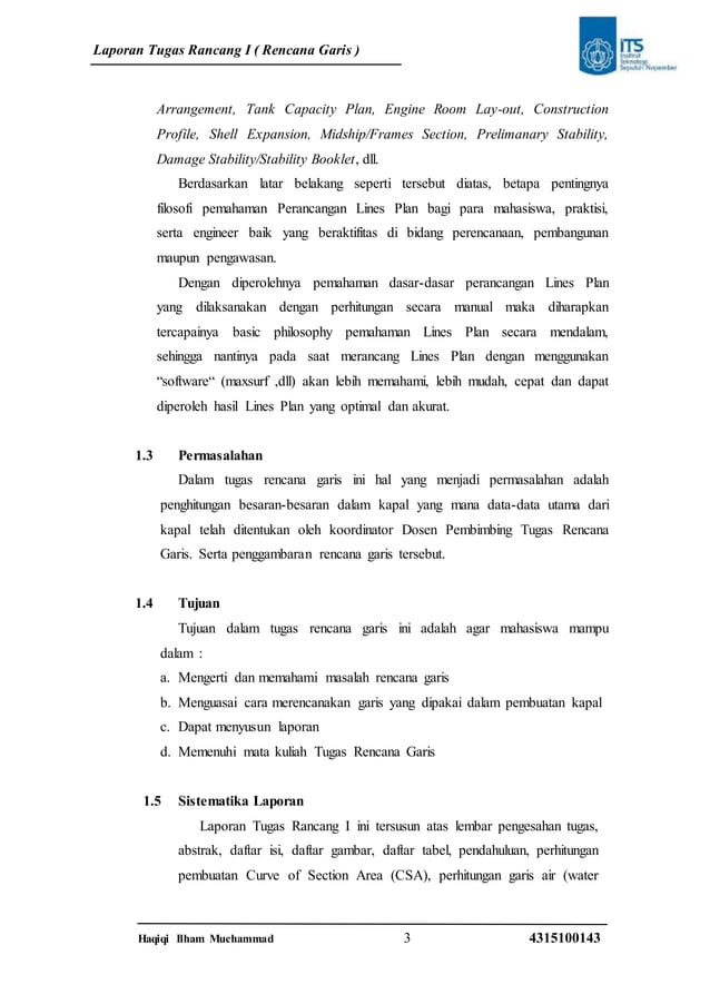 Rencana Garis (Lines Plan) - Cara Membuat Kapal Tanker | DOCX