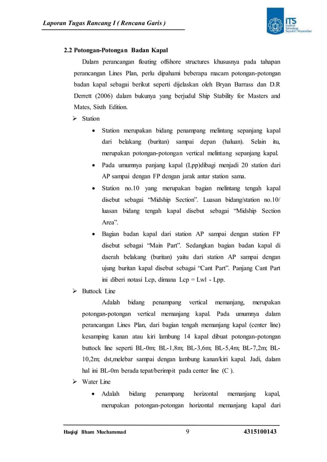 Rencana Garis (Lines Plan) - Cara Membuat Kapal Tanker | DOCX