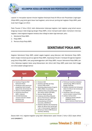 Laporan Kegiatan Sekretariat Kelompok Kerja Air Minum dan Penyehatan ...