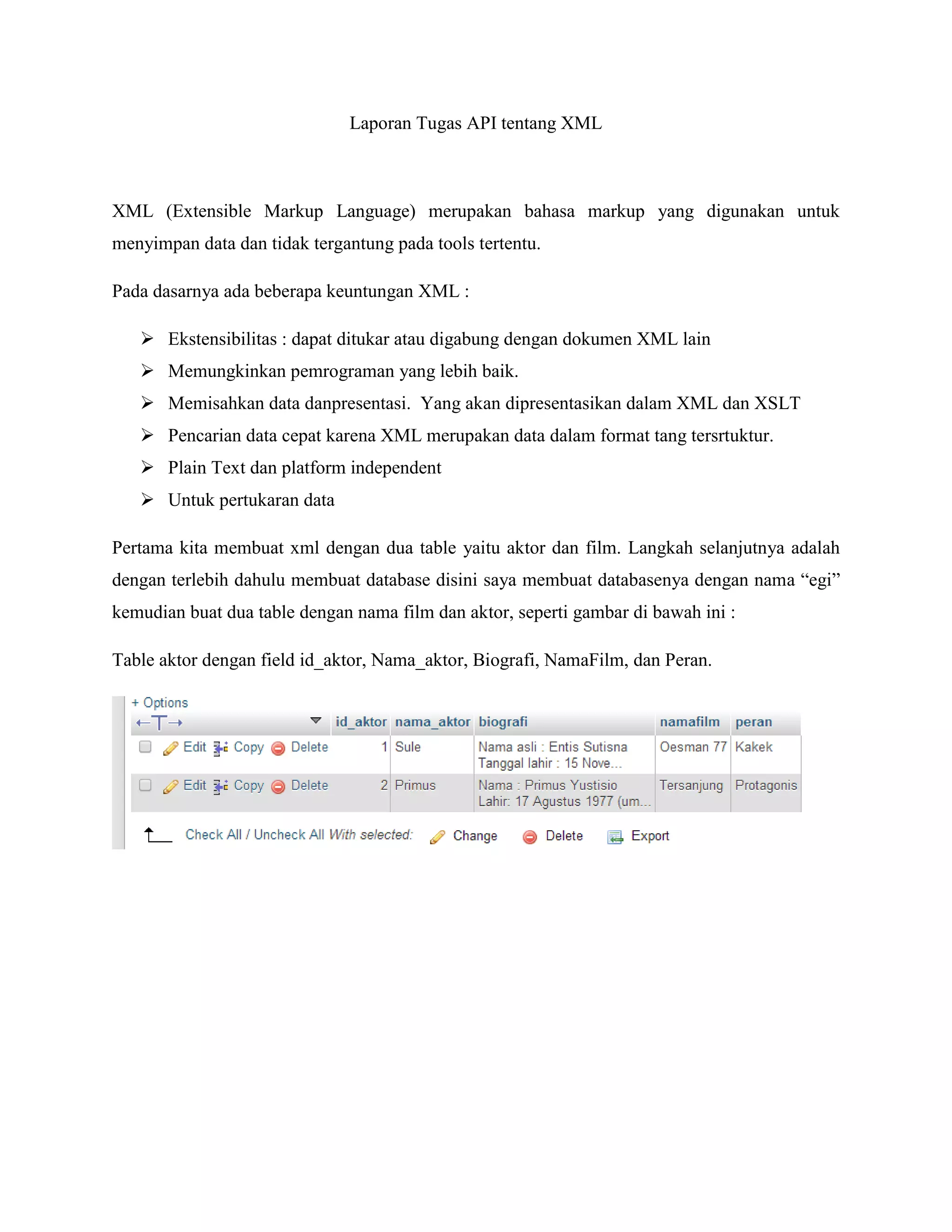 Laporan tugas api tentang xml | PDF