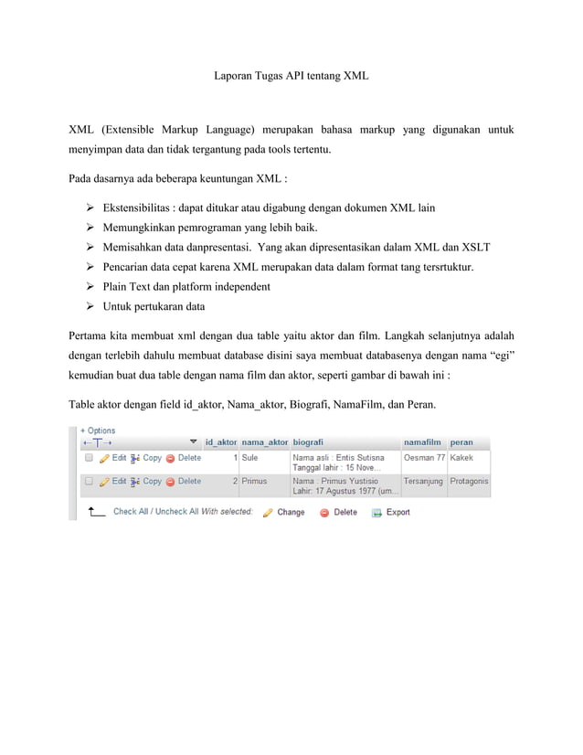 Laporan tugas api tentang xml | PDF