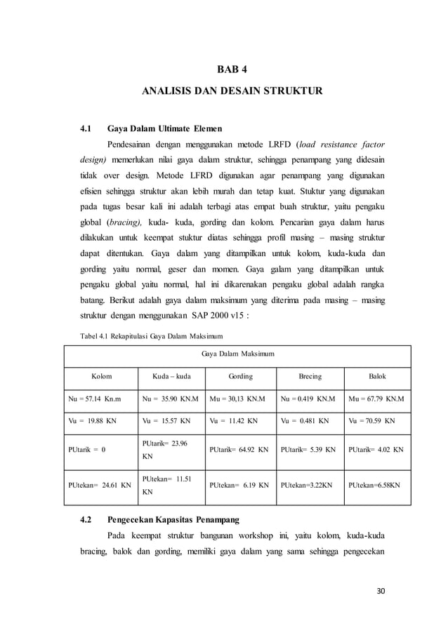 Laporan tugas besar struktur bangunan baja | DOCX