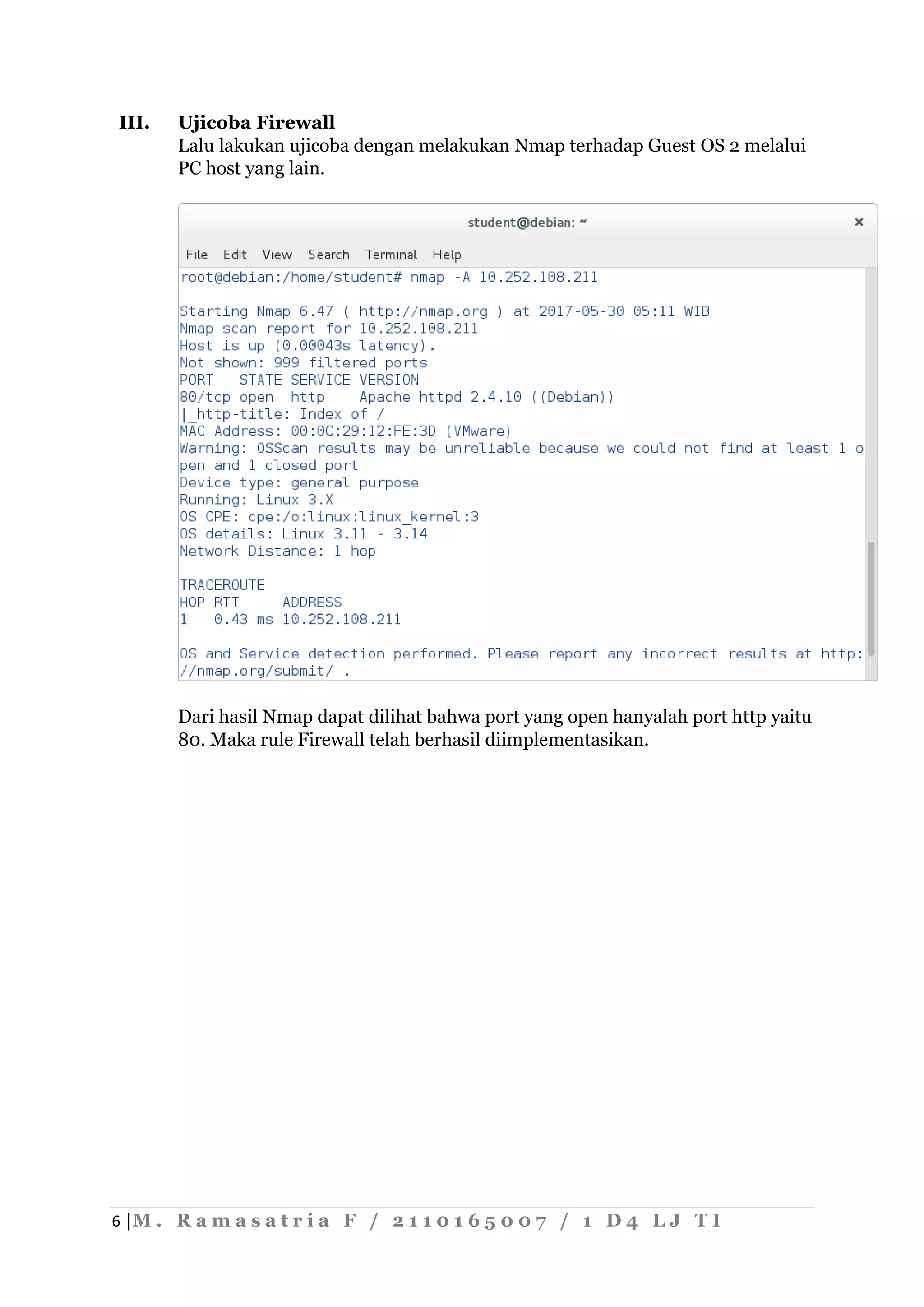 Laporan tugas keamanan jaringan firewall | PDF