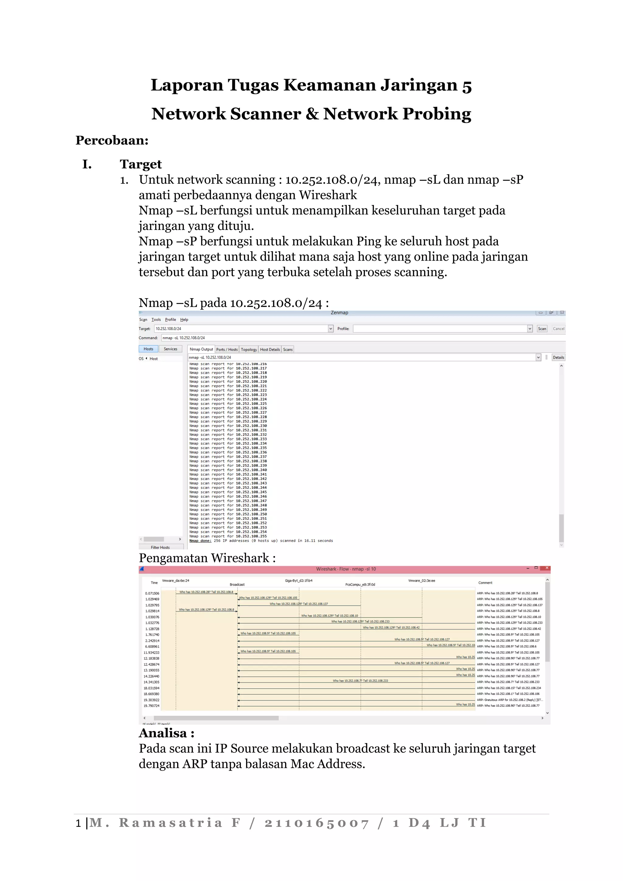 Laporan tugas keamanan jaringan network scanning | PDF