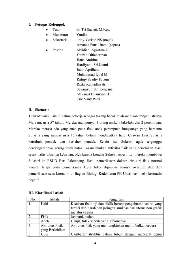 Laporan Tutorial Skenario A Blok 4 (Sindrom Turner) | PDF