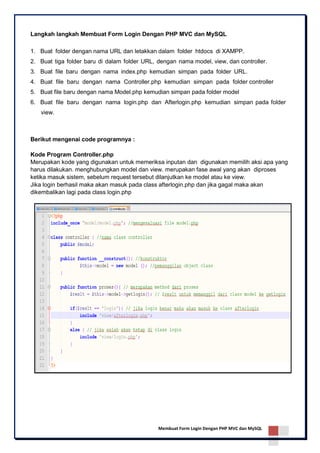 Laporan tutorial form login php menggunakan mvc | PDF