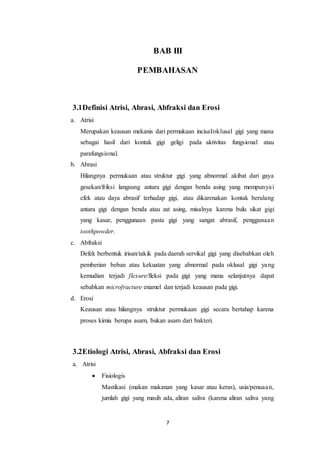 Laporan Tutorial Atrisi, Abrasi, Abfraksi & Erosi | DOCX