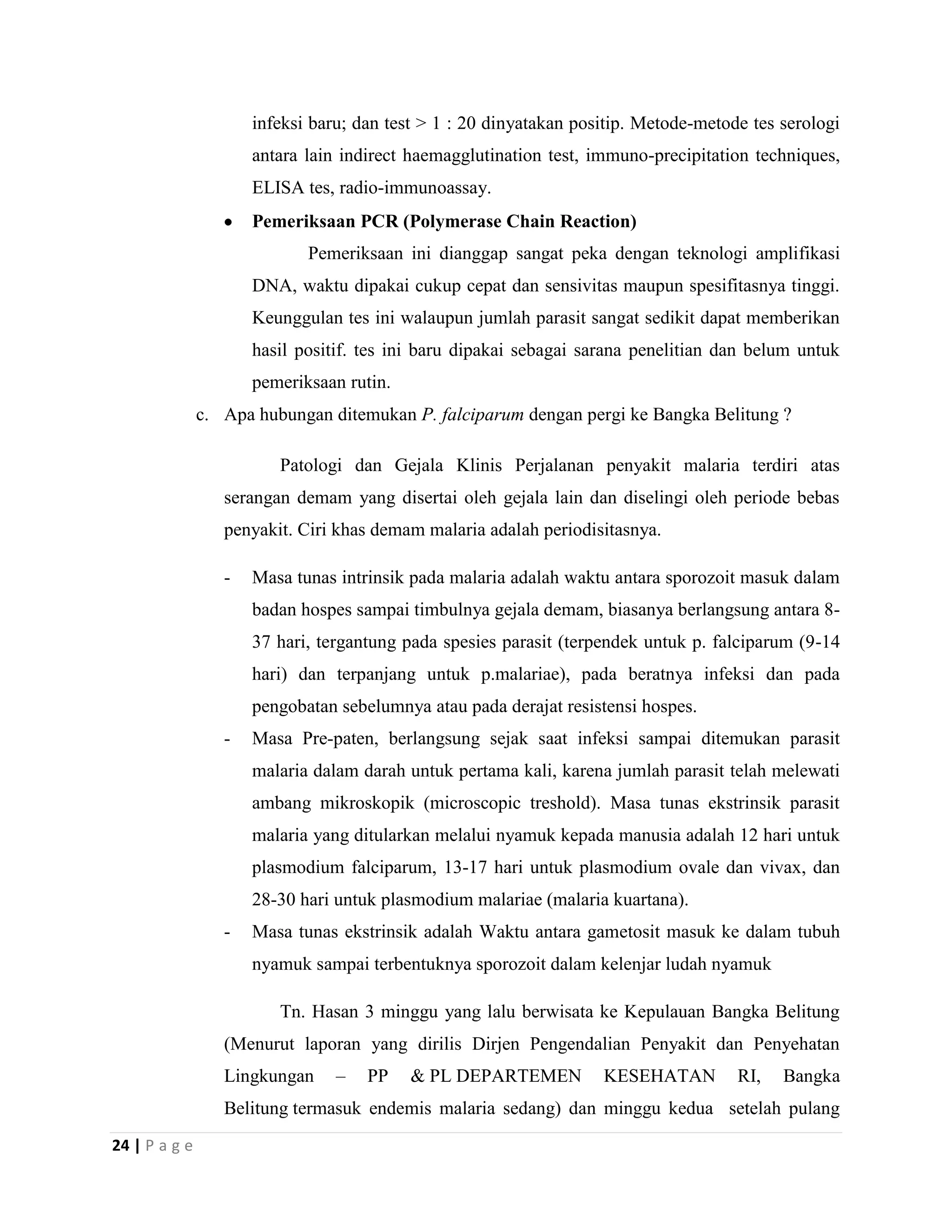 Laporan tutorial skenario A (Malaria Falciparum) | DOCX