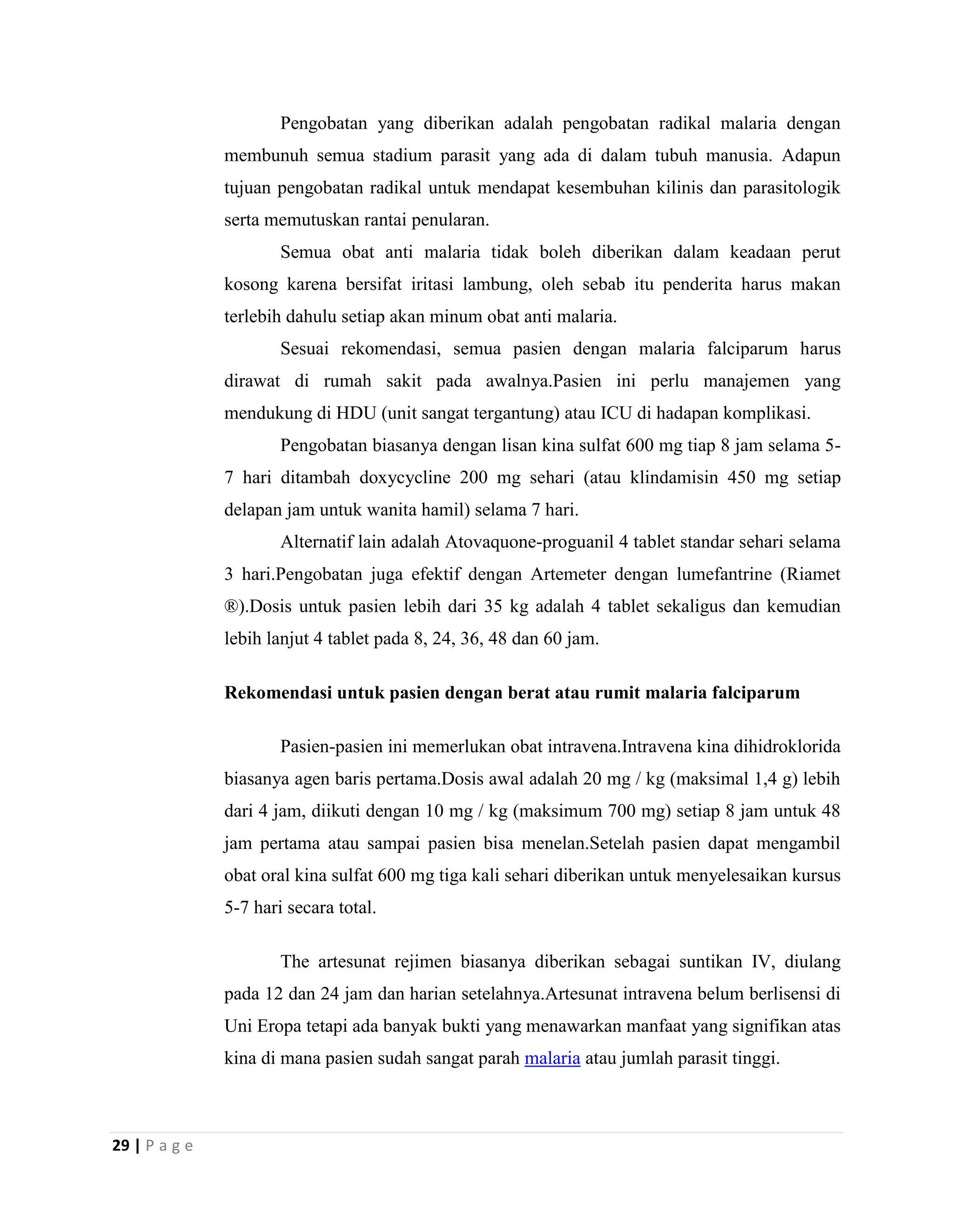 Laporan tutorial skenario A (Malaria Falciparum) | DOCX