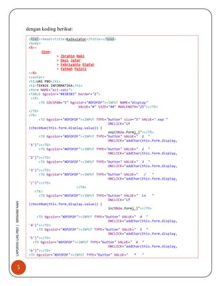 Membuat Kalkulator Dengan JSP | PDF