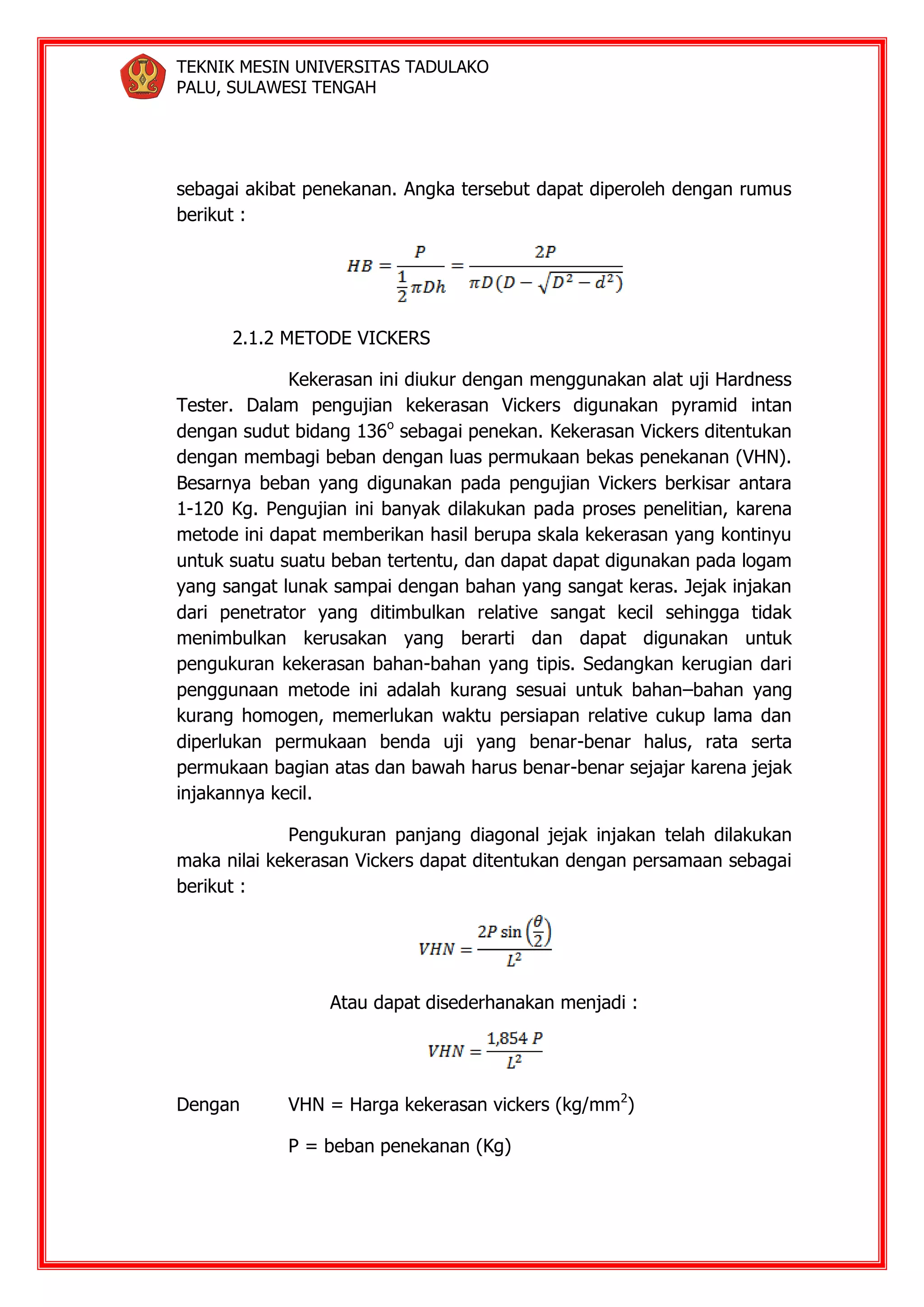 Laporan uji kekerasan | PDF