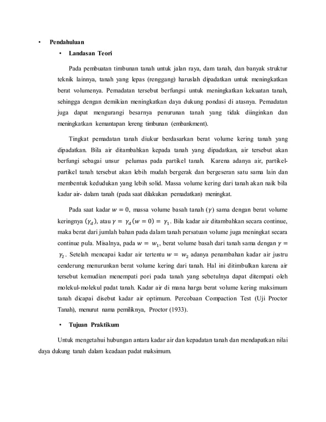Praktek Mekanika Tanah - Laporan uji kompaksi | DOCX