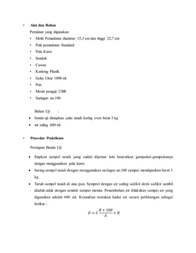 Praktek Mekanika Tanah - Laporan uji kompaksi | DOCX