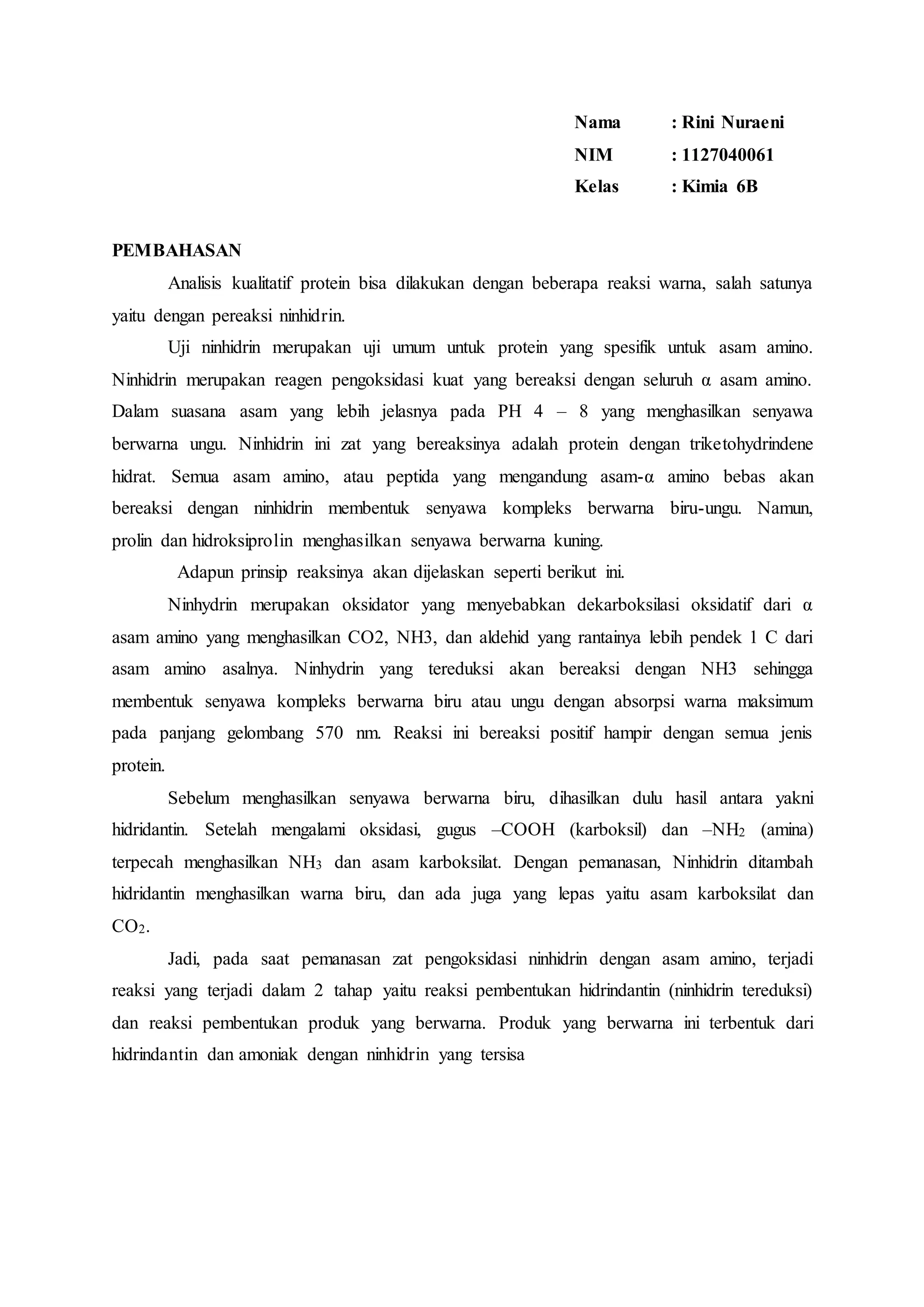 Laporan uji ninhidrin | DOCX
