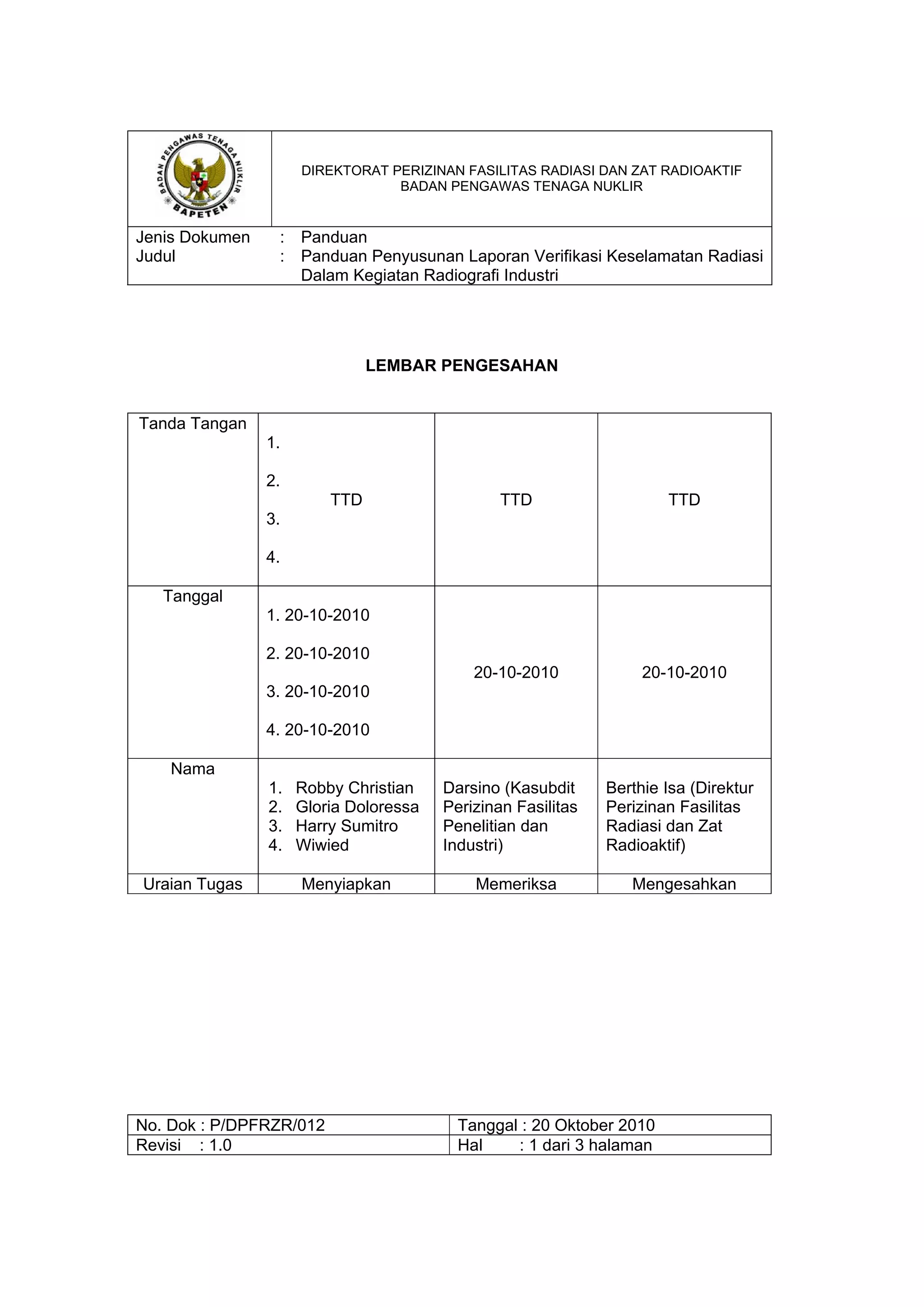 Laporan verifikasi keselamatan_radiasi_radiografi_industri | PDF