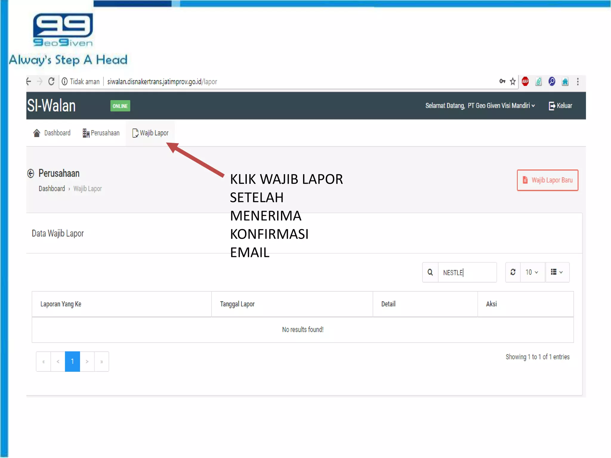 Laporan wltk secara online | PPTX