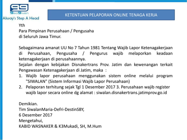 Laporan wltk secara online | PPTX